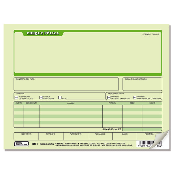 Cheque Póliza (Pq. c/3 blocks) | Formas Printaform