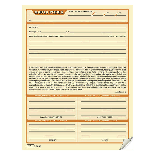Carta Poder B-2040 (Pq. c/3 blocks) – Printaform