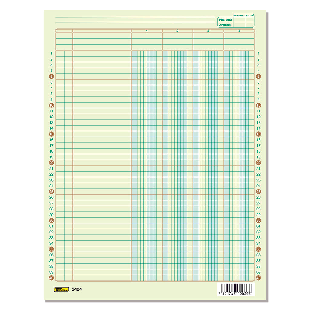 Tabular de concepto 4 columnas, B-3404 (Pq. c/3 blocks) – Printaform