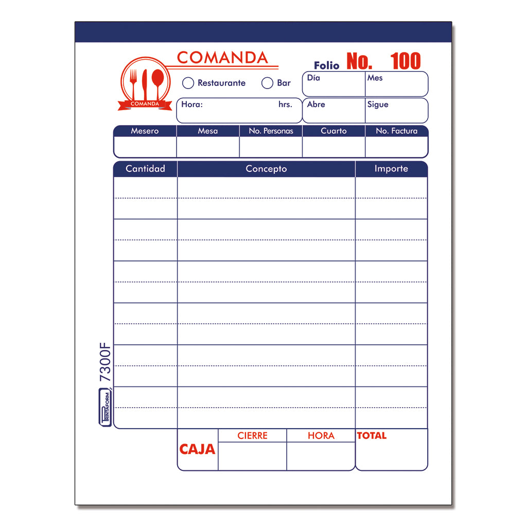 Comanda con Folio B-7300F | Printaform