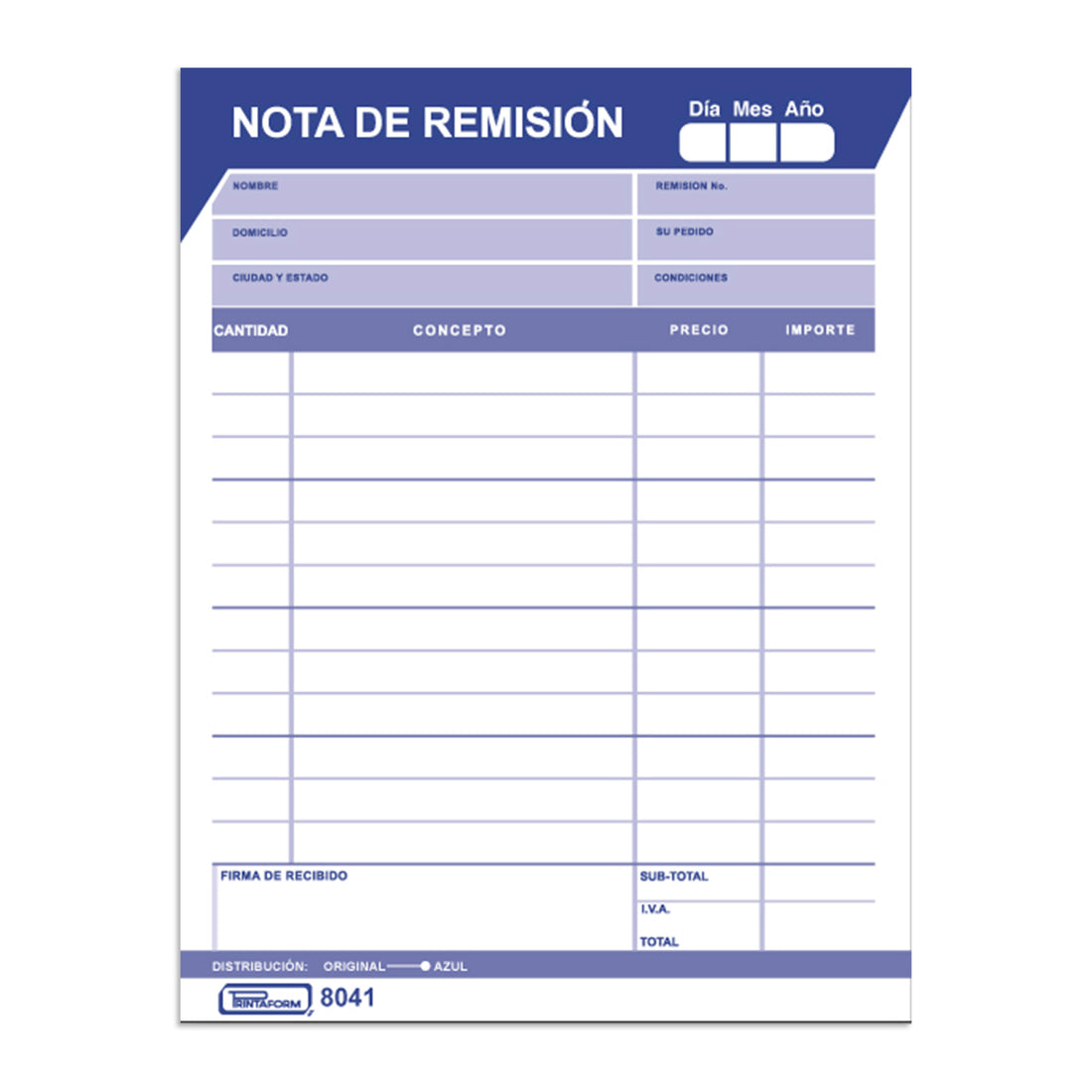 Nota de Remisión B-8041 | Printaform