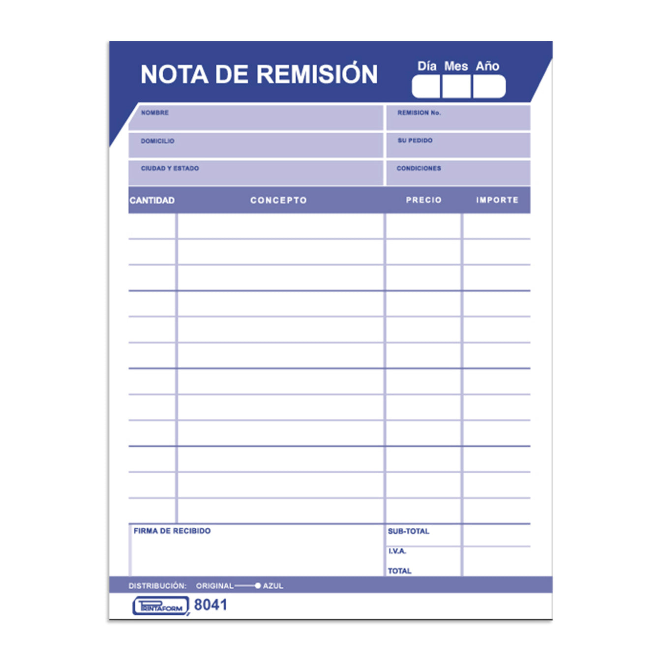 Nota de Remisión B-8041 | Printaform
